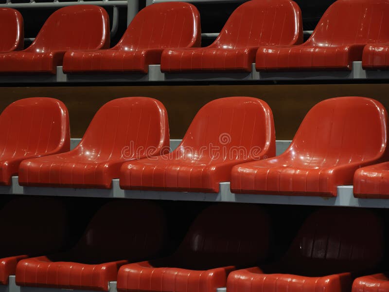 Bright Red Stadium Seats on the Stand Stock Image - Image of plastic ...