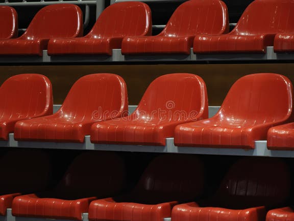 Bright Red Stadium Seats on the Stand Stock Image - Image of plastic ...