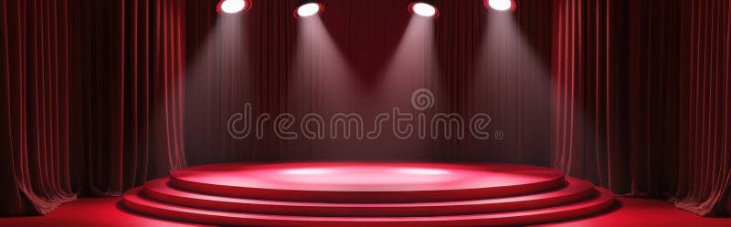 Bright Red Stage with Dramatic Lighting Set for a Performance in an ...