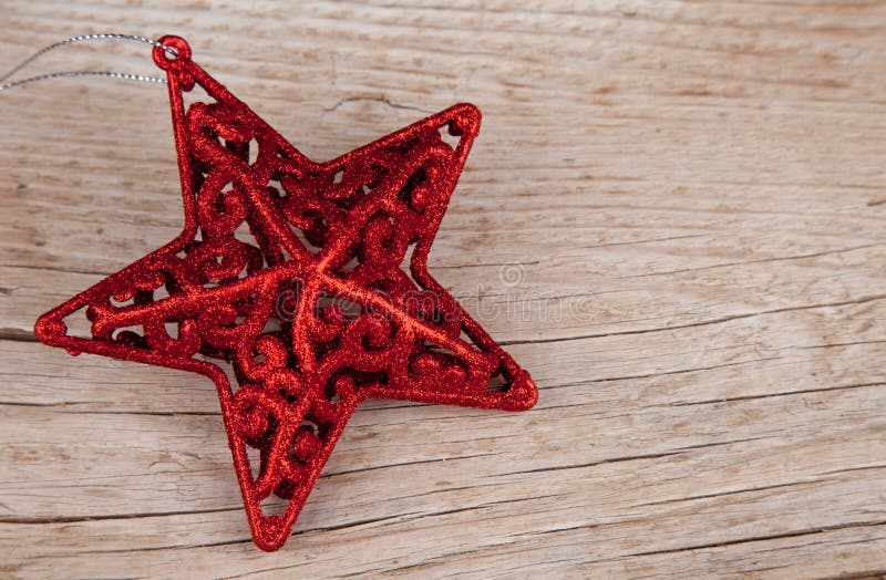 Bright Red Star on Old Wood Stock Image - Image of december, merry ...