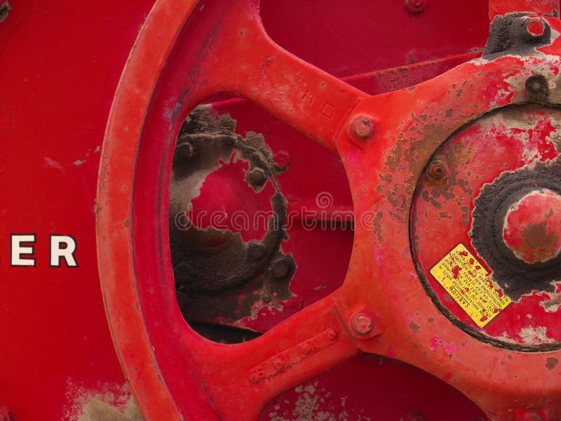 Bright Red Steel Crank Wheel Stock Image - Image of machine, machinery ...