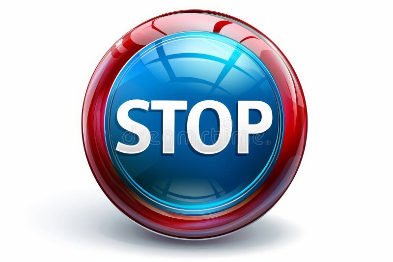 Bright Red Stop Button Isolated on a Pure White Background for ...