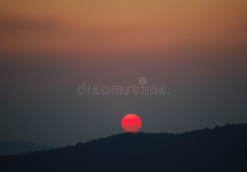 Bright red sun setting stock photo. Image of bright, bushfires - 71295138
