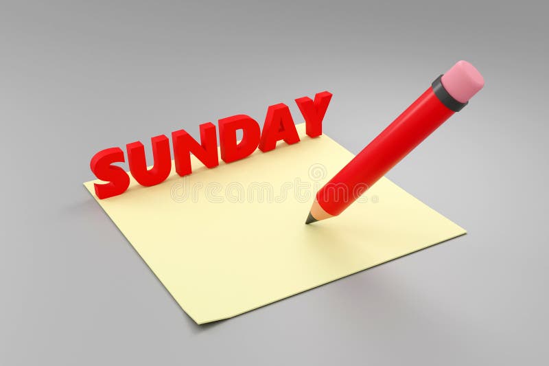 Bright Red Sunday Blocks a Vibrant 3D Illustration Highlighting the ...