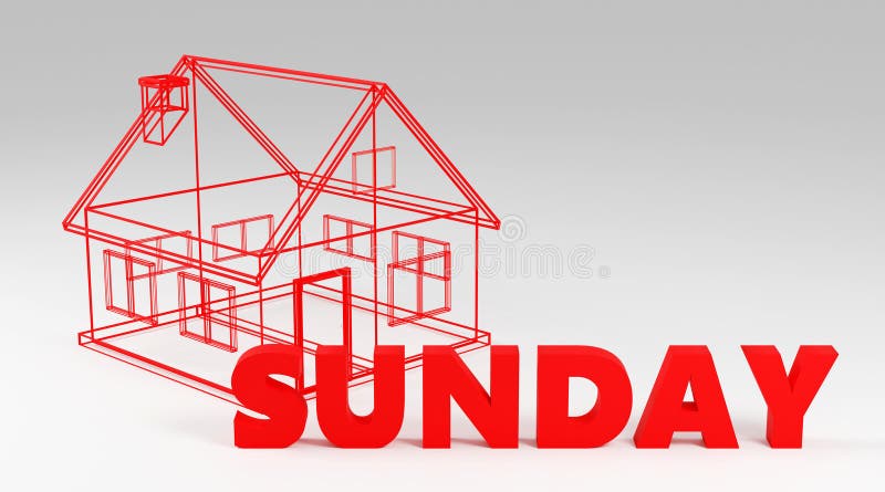 Bright Red Sunday Sign a Vibrant 3D Illustration Highlighting the ...
