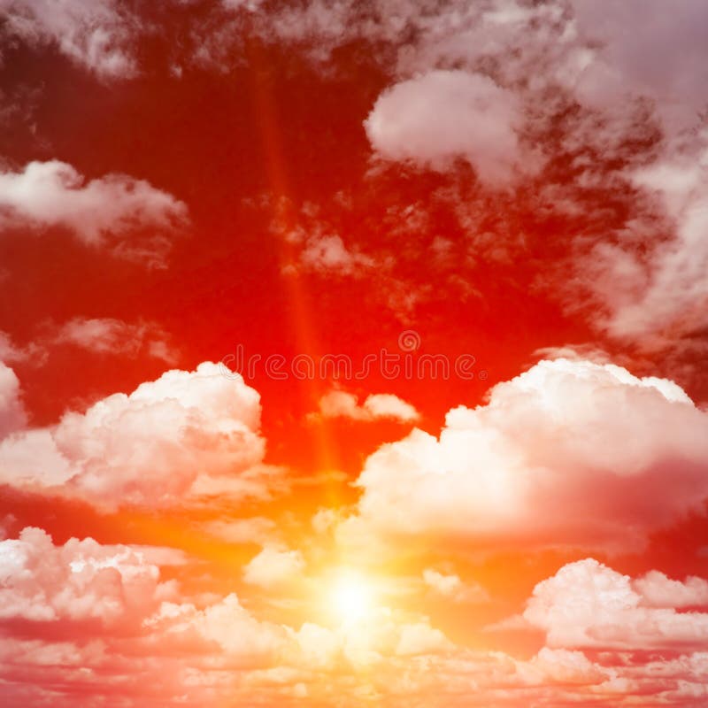 Bright red sunrise stock photo. Image of horizon, evening - 87176958