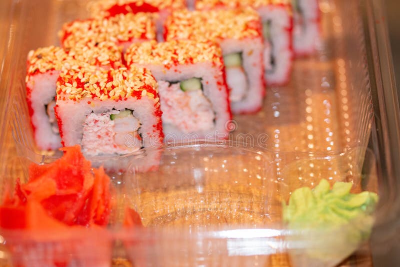Bright Red Sushi Ginger and Wassabi Stock Image - Image of wassabi ...