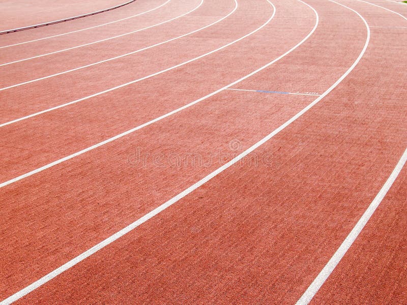 Bright Red Synthetic Running Track Stock Photo - Image of compete ...