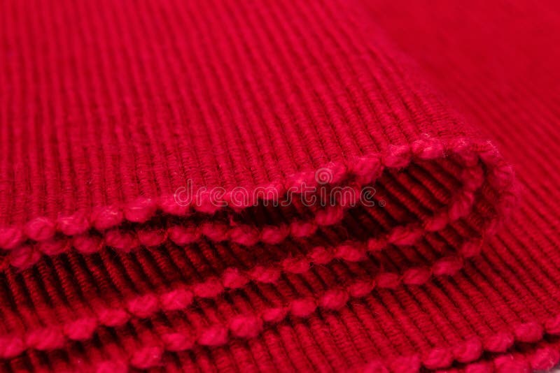 Bright Red Textured Fabric. Red Textile Background. Ribbed Folded ...