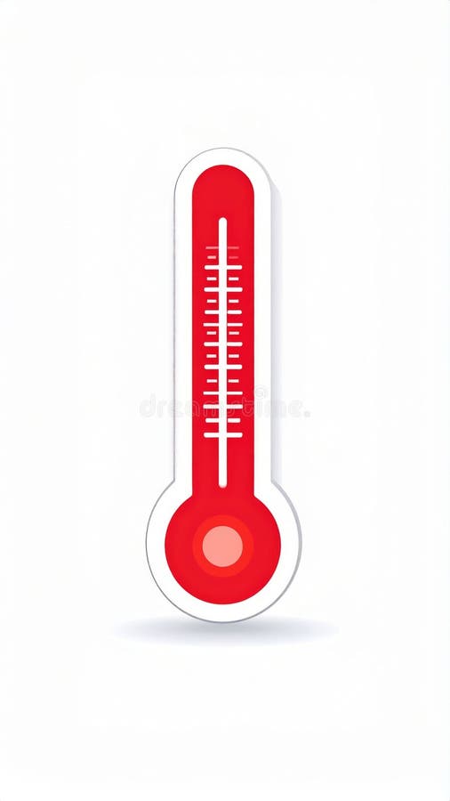 Vibrant Red Thermometer Icon Isolated on White Background Measuring ...