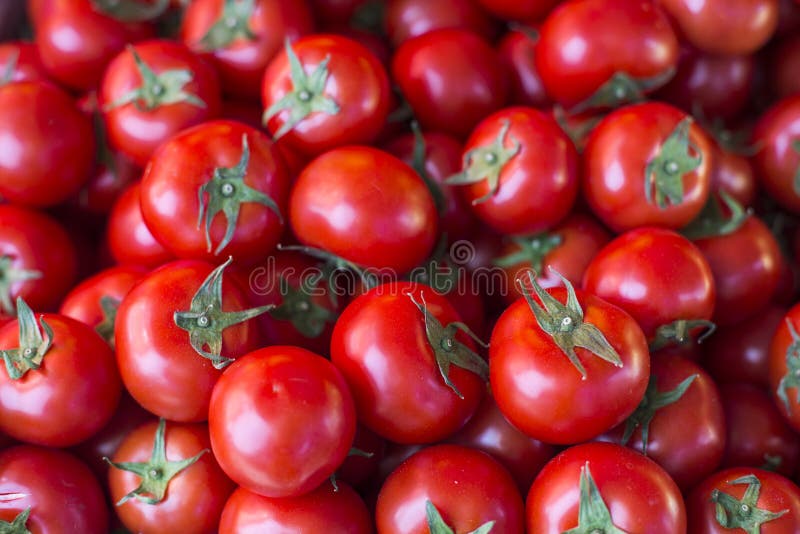 Bright Red Tomatoes on Market Stall Stock Image - Image of crop, market ...