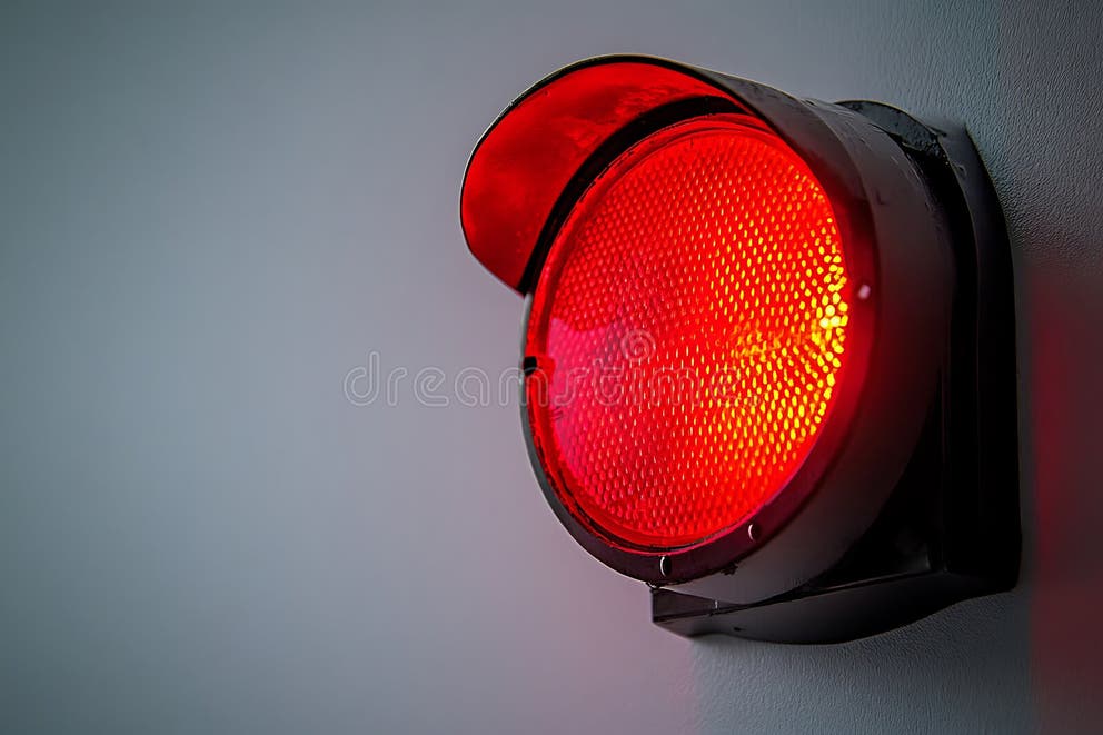 Bright Red Traffic Light Mounted on Wall Emitting Intense Glow Stock ...