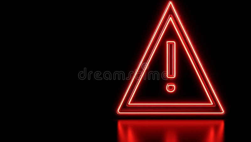 A Bright Red Triangle with an Exclamation Point Glows in Neon Against a ...