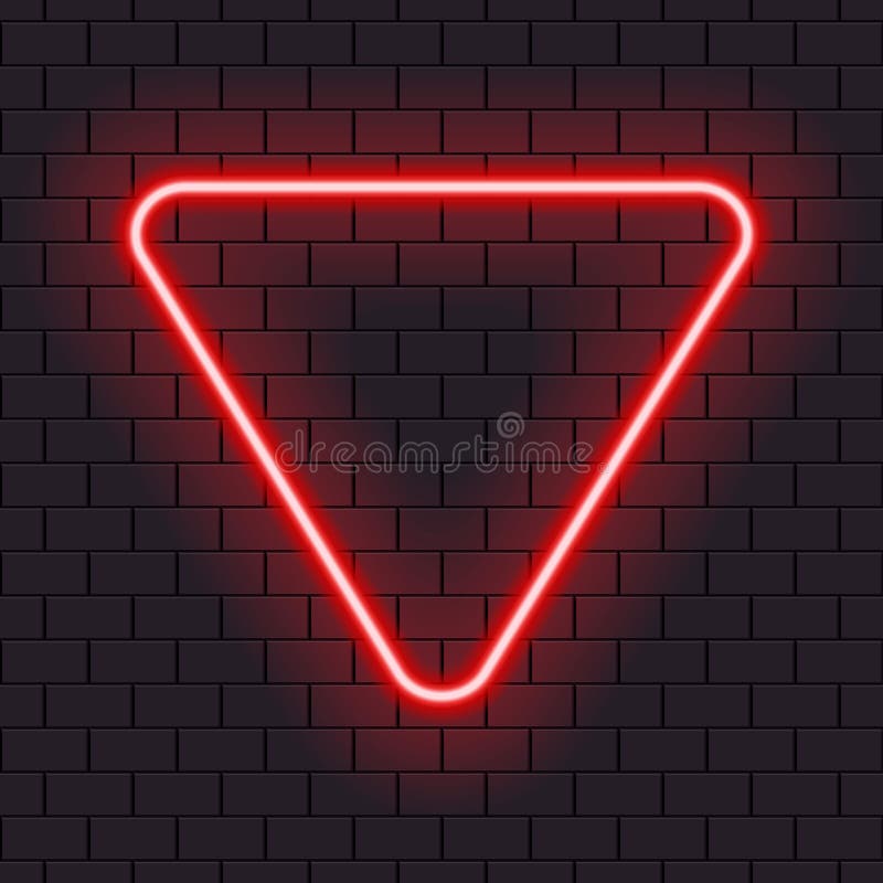 Bright Red Triangle Neon Frame on a Dark Brick Wall Stock Vector ...