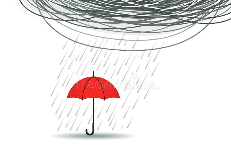 Bright Red Umbrella Overcoming Storms Concept for Leadership Stock ...