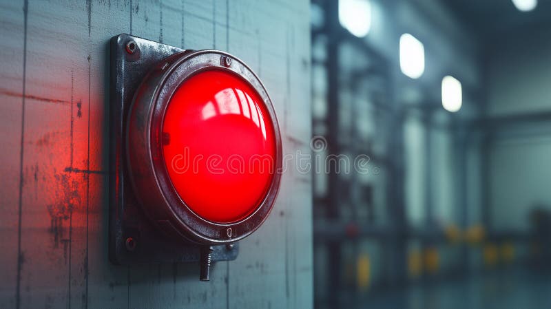 Bright Red Warning Light Shining in an Industrial Setting with a ...