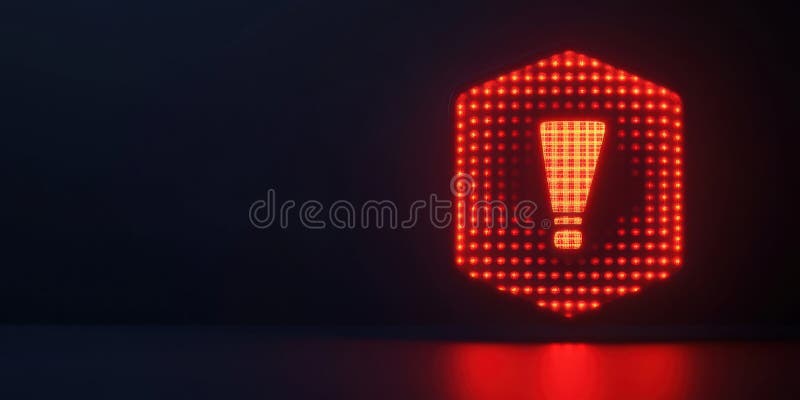 Bright Red Warning Sign Displayed on Dark Background Indicating Caution ...