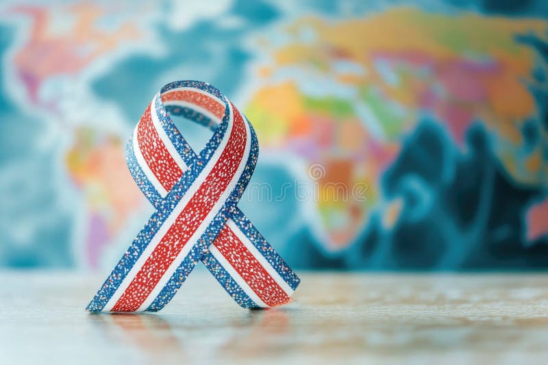 A Bright Red, White, and Blue Ribbon Lies Flat on a Table, Ready for ...