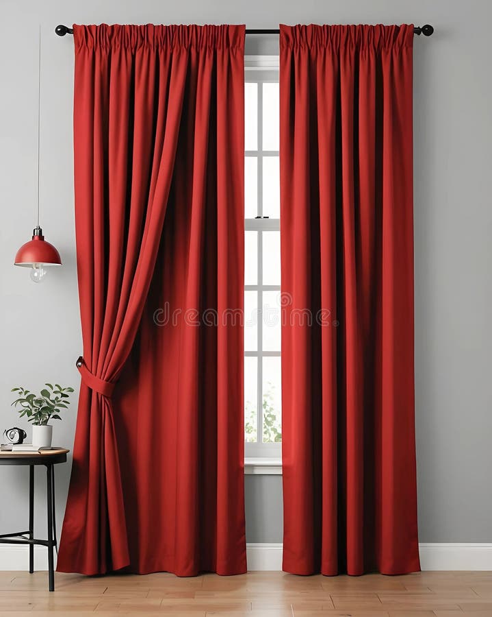Bright Red and White Drapes Surrounding a Luminous Window in a Chic ...