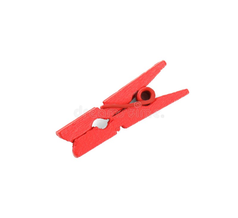Bright Red Wooden Clothespin Isolated on White Stock Photo - Image of ...