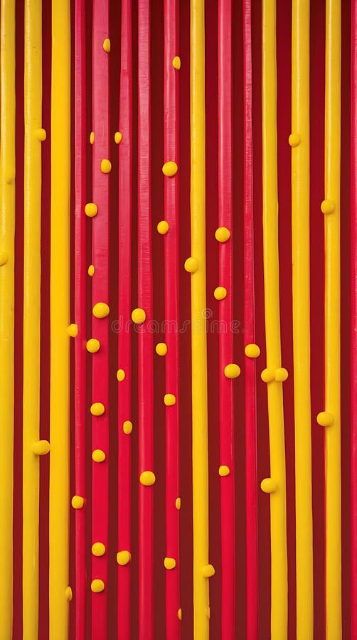 Bright Red and Yellow Pop Art with Vertical Dots and Lines Against the ...