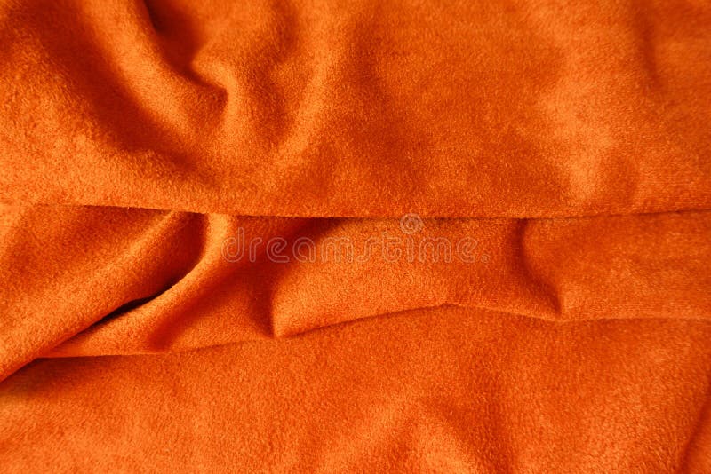 Bright Orange Artificial Suede Fabric in Soft Folds Stock Image - Image ...