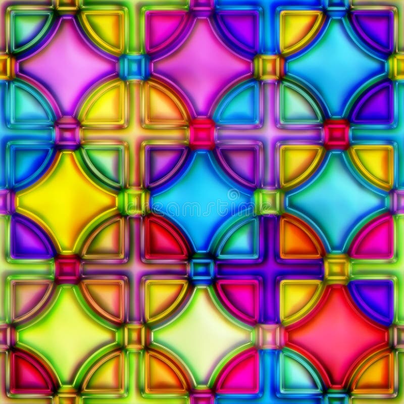 Bright Repeating Stained Glass Geometric Pattern Stock Illustration ...