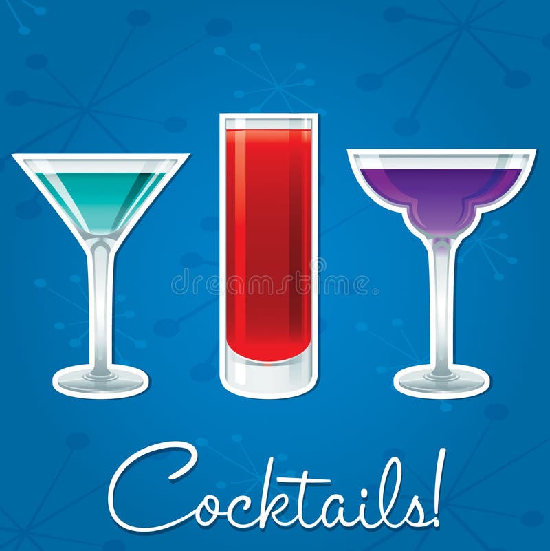 Bright Retro Cocktail Sticker Card Stock Vector - Illustration of drink ...