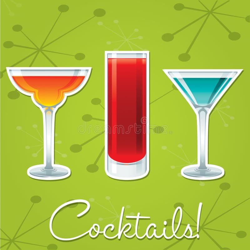 Bright Retro Cocktail Sticker Card Stock Vector - Illustration of ...