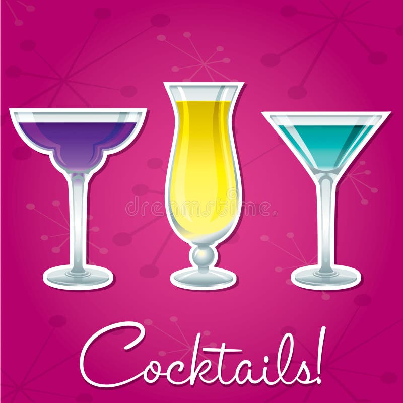 Bright Retro Cocktail Sticker Card Stock Vector - Illustration of ...