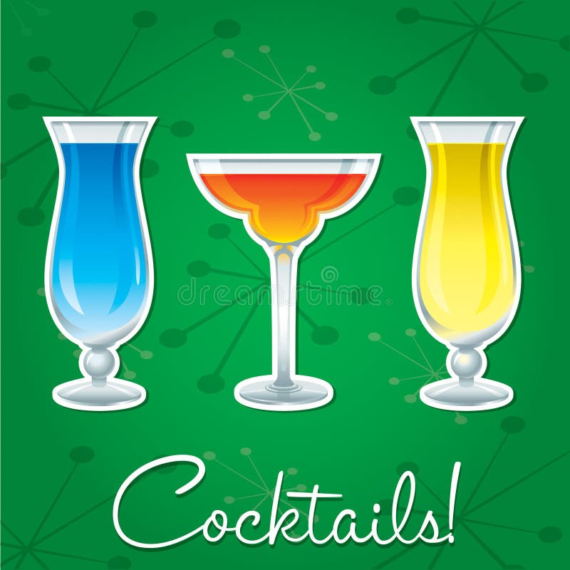 Bright Retro Cocktail Sticker Card Stock Vector - Illustration of ...