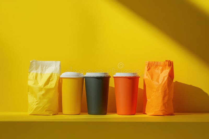 Bright Reusable Containers Stand Out Against a Backdrop of Discarded ...
