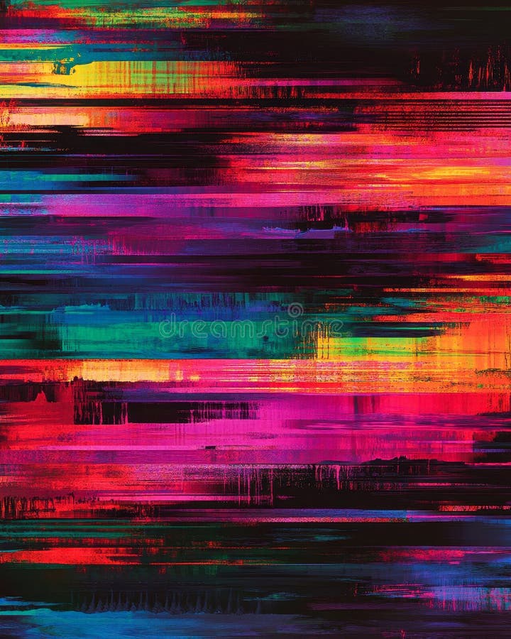 Vibrant Glitch Texture with Horizontal Lines Creating a Distorted ...
