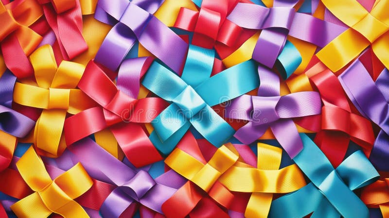 Bright Ribbons and Bows in Various Colors Intersect To Create a Lively ...