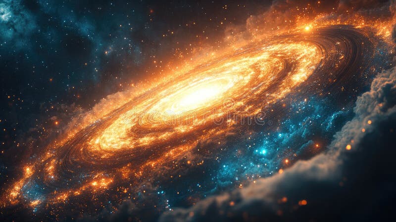 Bright Ringed Galaxy Forming in Deep Space Stock Illustration ...