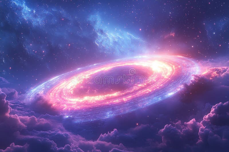 Bright Ringed Galaxy Forming in Deep Space Stock Illustration ...