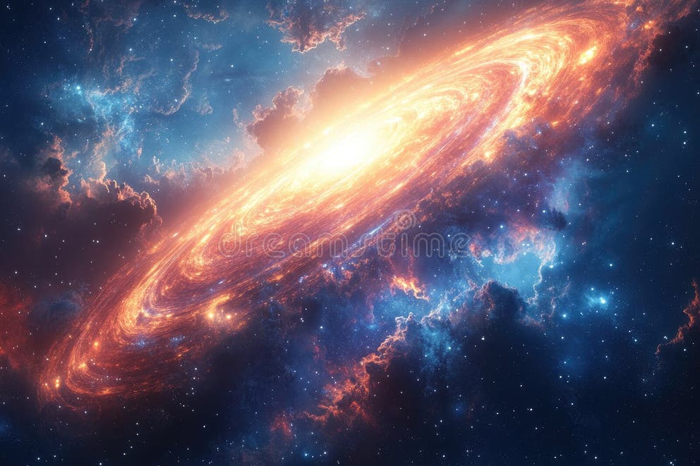 Bright Ringed Galaxy Forming in Deep Space Stock Illustration ...