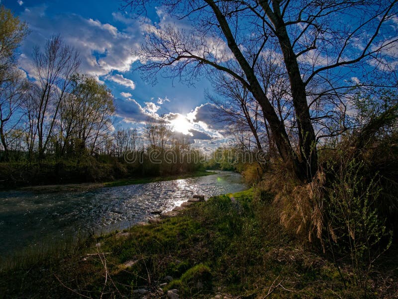 The bright river stock photo. Image of grass, blue, bright - 177969650