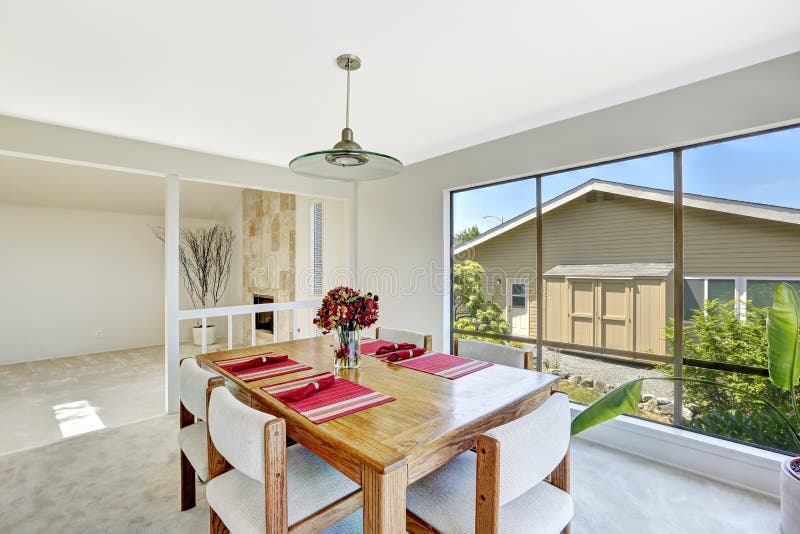 Bright Room with Dining Table Set and Beautiful Window View Stock Image ...