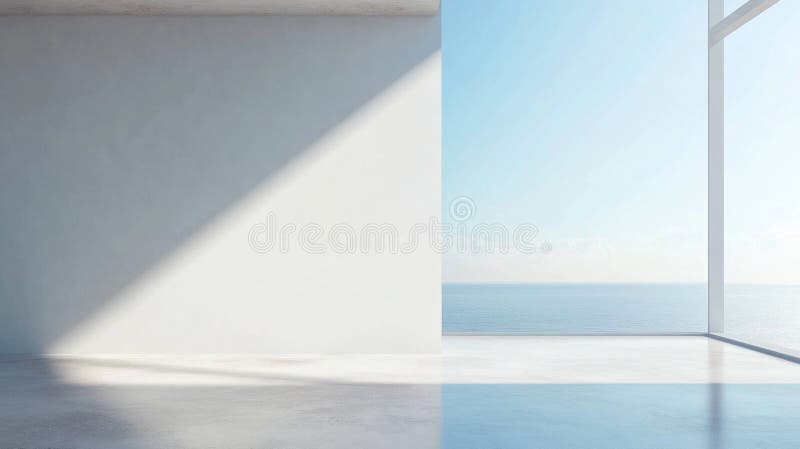 Bright Room with Ocean View and Sunlight Stock Illustration ...