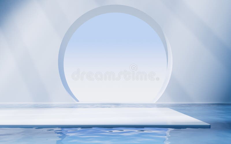 Bright Room with Water Inside, 3d Rendering Stock Illustration ...
