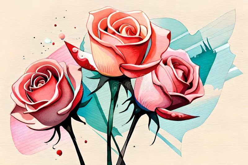 Bright Roses Art. Ai Generated Stock Illustration - Illustration of ...