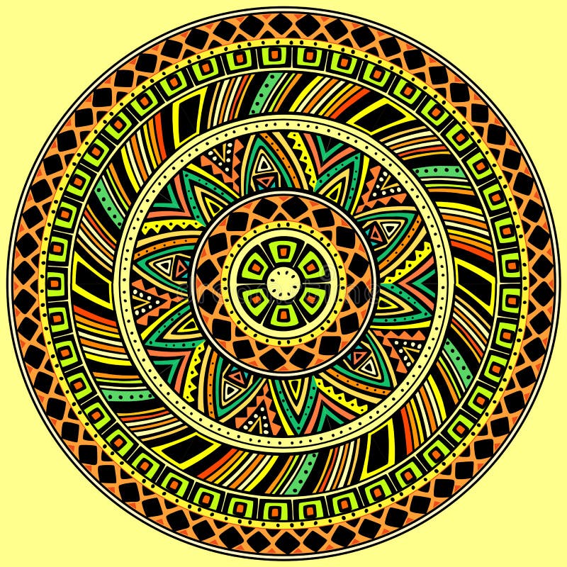 Round Ethnic Frame. Decorative Circle Border with Tribal Design Stock ...