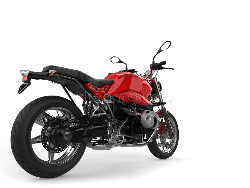 Bright Scarlet Red Modern Motorcycle - Tail View Stock Illustration ...