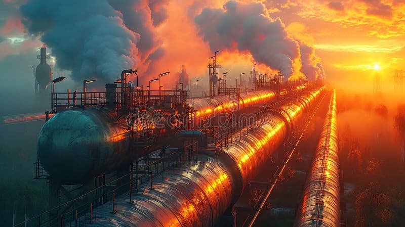 Bright Scene Machines Carefully Selecting Pipeline Stock Photo - Image ...