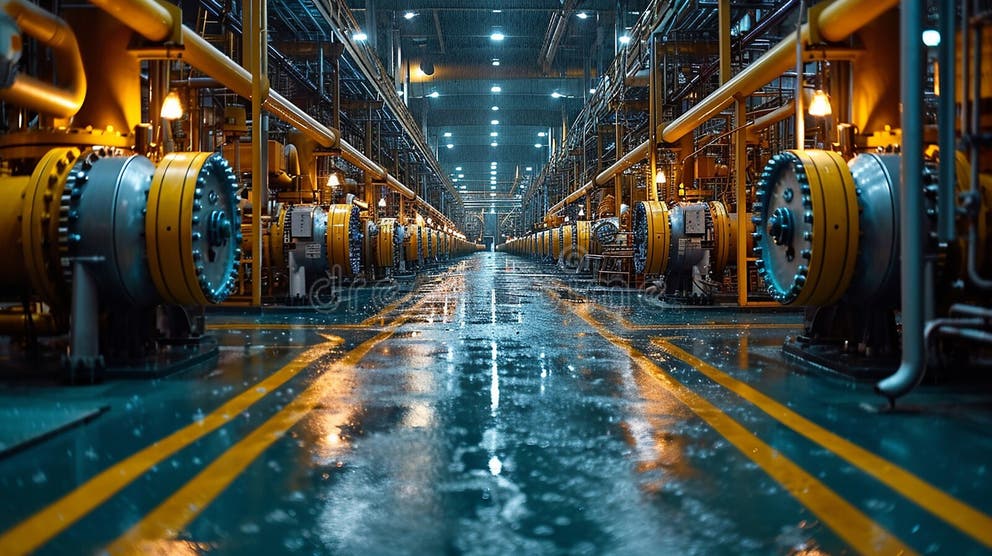 Bright Scene Machines Carefully Selecting Pipeline Stock Photo - Image ...