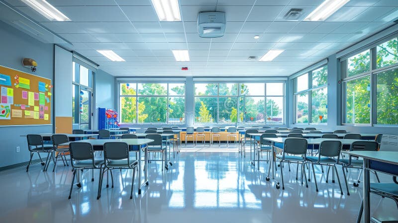 Bright school classroom stock illustration. Illustration of education ...