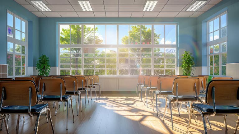 Bright school classroom stock illustration. Illustration of sport ...