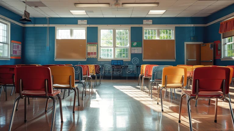 Bright school classroom stock illustration. Illustration of color ...