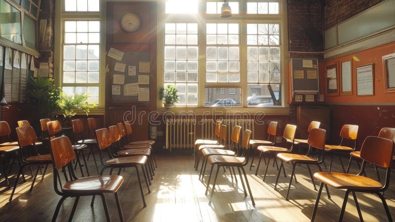 Bright school classroom stock illustration. Illustration of venue ...